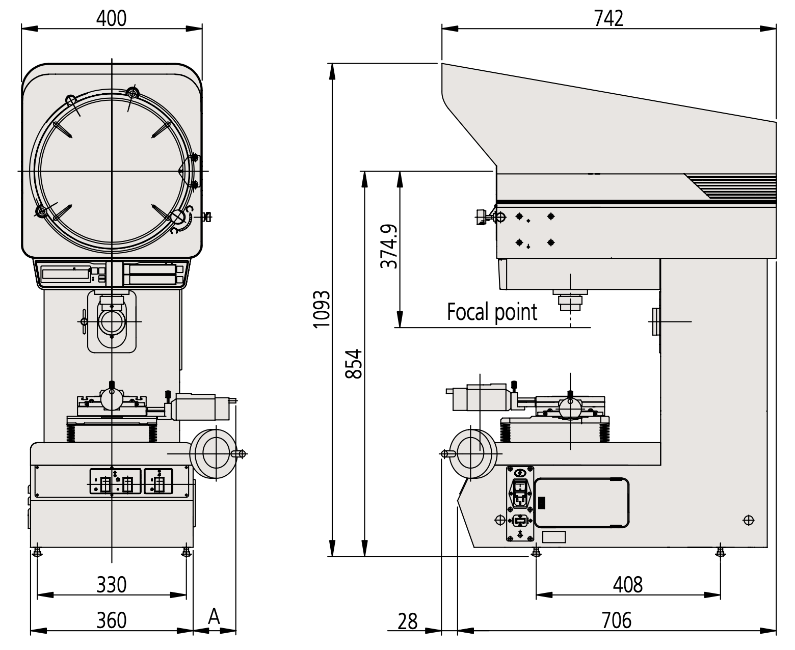 A: 233mm (9.17”)